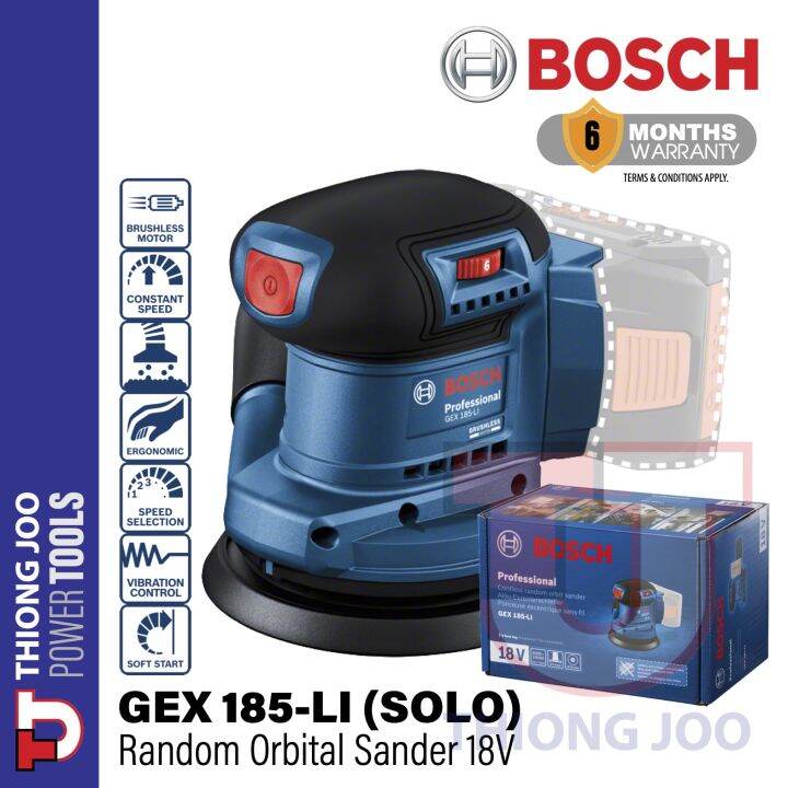 BOSCH GEX 185-LI RANDOM ORBIT SANDER (SOLO) | Lazada