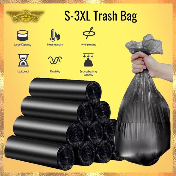 𝙂𝙒 S-3XL 50/100pcs Leak-proof Biodegradable Black Trash Bag Garbage Bag ...