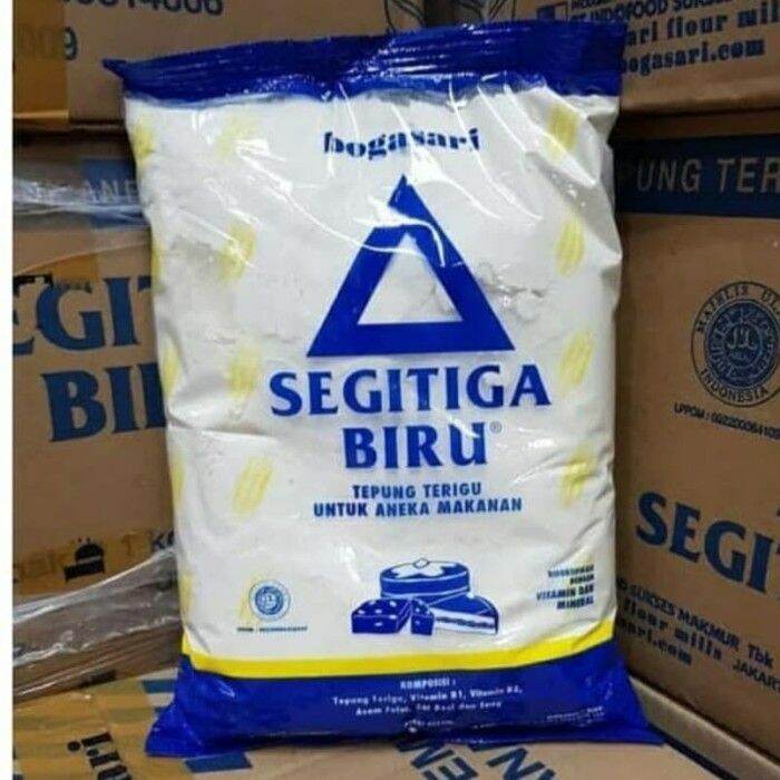 Tepung Terigu Bogasari Segitiga Biru 1 kg 1 dus isi 12 pcs | Lazada ...