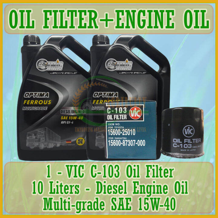 Oil Filter 10 Liter Diesel Engine Oil SAE 15W-40 Toyota 2 5R DC60 DC70 ...