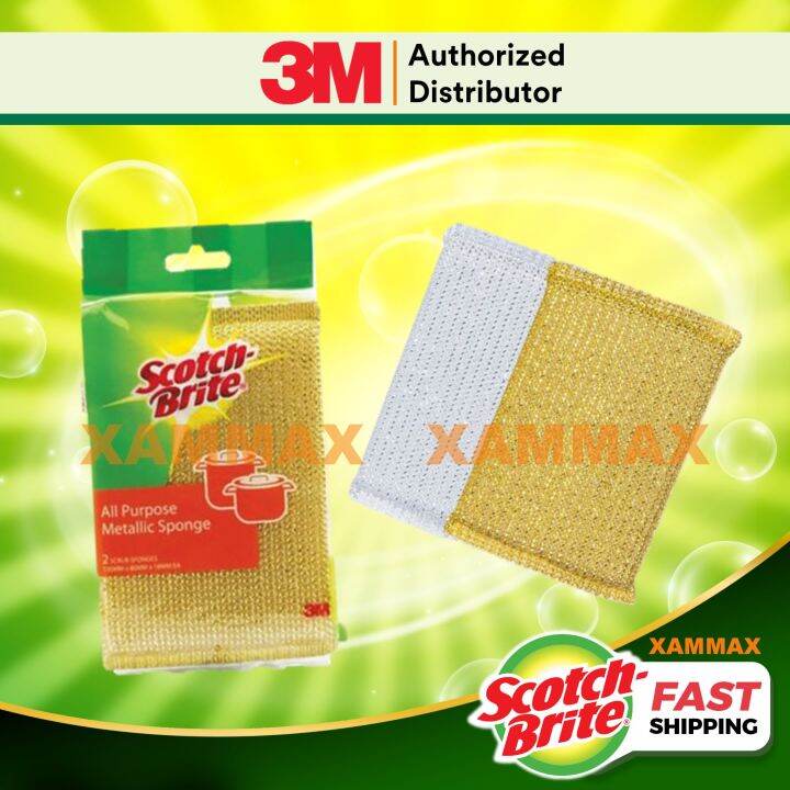 3M Scotch Brite - 1x (6661) / 2x (5993) Metallic Sponge / Net Sponge ...