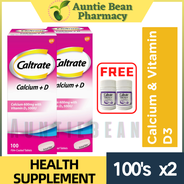 Caltrate 600-D 100 Tablets X 2 Bottle ( FOC 14 Tablets ) [ Vitamin D ...