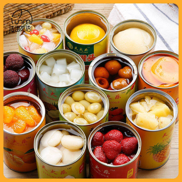 Fasimiyu ผลไม้กระป๋อง กระป๋องละ 425 กรัม ผลไม้กระป๋อง 12 ชนิด พีชเหลือง มะพร้าว สับปะรด ส้ม ...