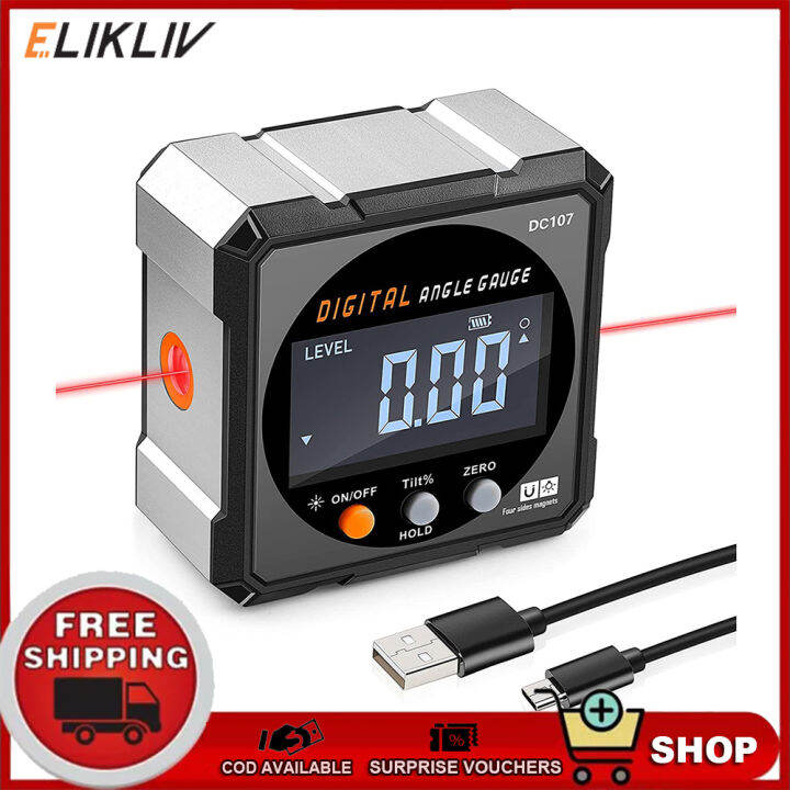 Elikliv Digital Angle Finder, 2 in 1 Laser Angle Gauge Level with ...
