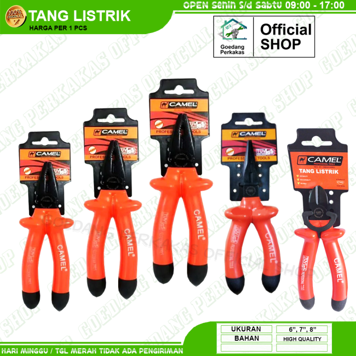 Tang Kombinasi Listrik 1000 Volt Camel 6" 7" 8" Tang Potong Lancip ...