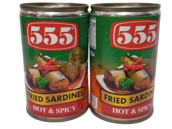 555 Fried Sardines - Hot and Spicy Flavor (pack of 6 cans x 155 grams ...