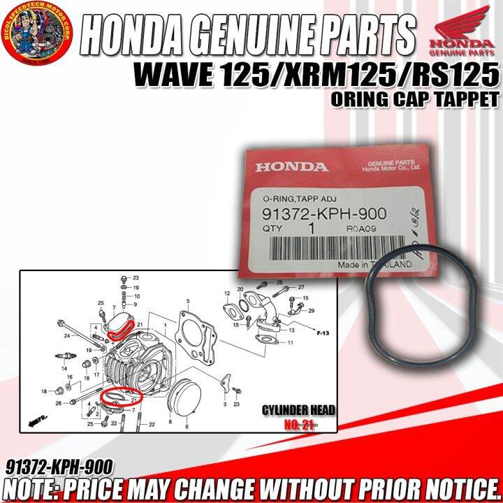WAVE 125/XRM 125/RS 125 ORING CAP TAPPET (HPI) (Genuine: 91372-KPH-900 ...