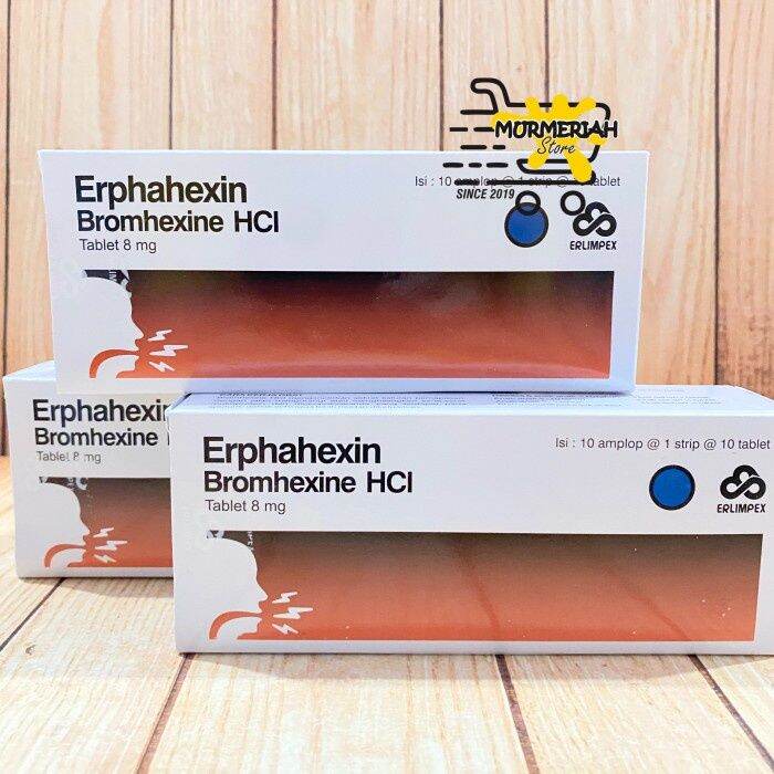 ERPHAHEXIN BROMHEXINE HCl 8 mg BOX isi 10 amplop(100 tab)- Obat Batuk ...