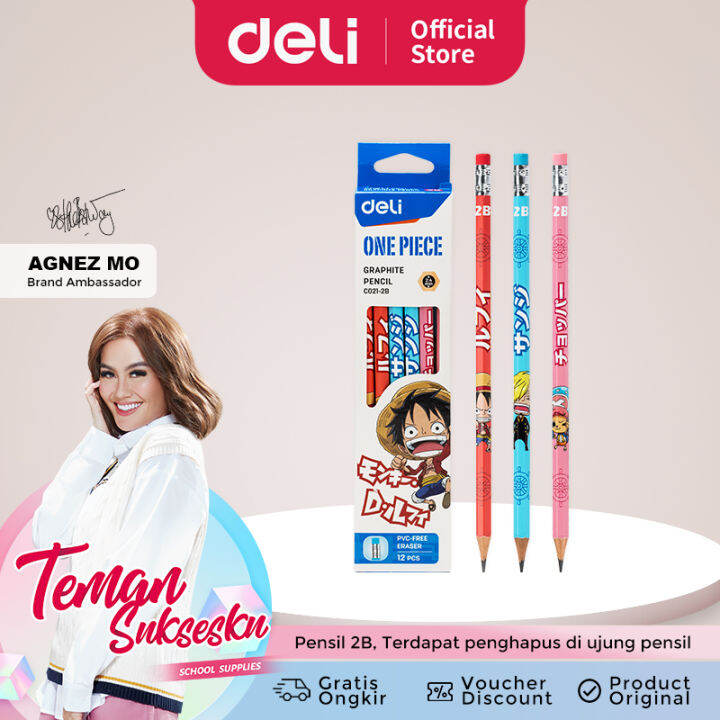 Deli One Piece Graphit Pencil / Pensil Kayu Grafit 2B Lucu Kartun One ...