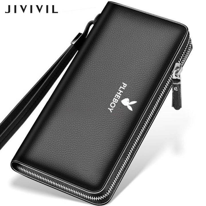 Jivil กระเป๋าสตางค์ผู้ชายแบบยาวซิปอเนกประสงค์เรียบง่ายความจุขนาดใหญ่ ...
