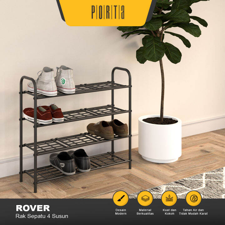 RAK SEPATU SENDAL 4 SUSUN KERANGKA BESI ROVER - PORTA | Lazada Indonesia