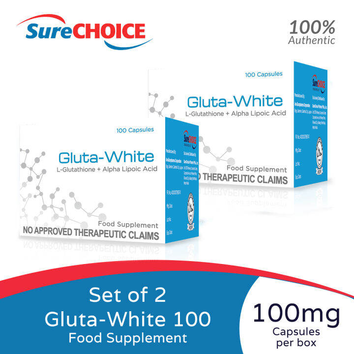 Gluta-White Food Supplement 100mg with Alpha Lipoic Acid 25mg Box of ...
