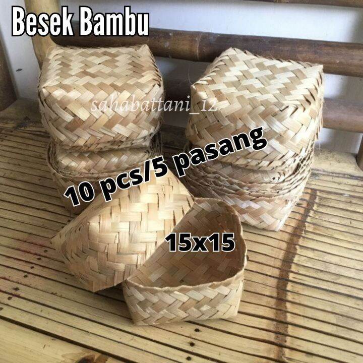 Besek bambu ukuran 15x15 isi 10 pcs (5 pasang) / kotak anyaman bambu ...