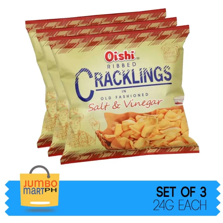 OISHI RIBBED CRACKLINGS SALT & VINEGAR 24G / SET OF 3 | Lazada PH