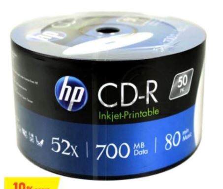 HP CD-R (10/50/PACK) แผ่น CD-R +หน้าPrintable สำหรับบันทึกข้อมูล /ราคา ...