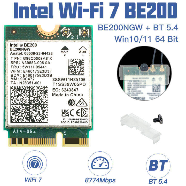 Intel BE200 WIFI 7 Wireless Wifi Card WiFi 6E BE200NGW Bluetooth 5.4 802.11AX Tri-Band M.2 NGFF ...