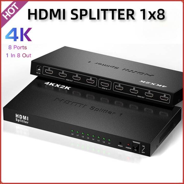 8 Ports HDMI Splitter 4K 8way HDMI Splitter 1x8 Video Distributor 1 in ...