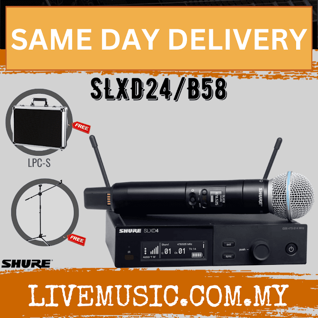 Shure SLXD24/B58 Wireless System with Beta 58A Handheld Transmitter w/GM-1W Bag / LPC-S Hard ...