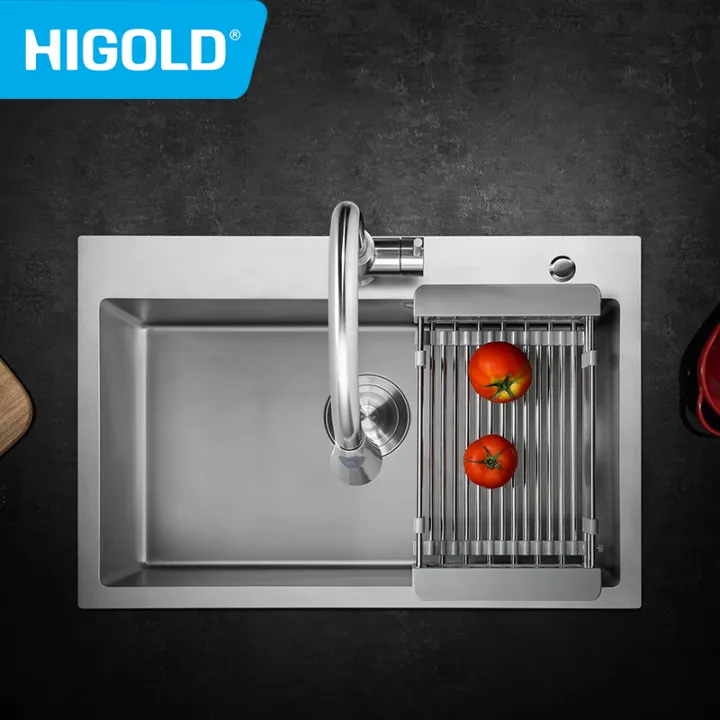 HIGOLD Kitchen Stainless Steel Handmade Sink Single Sink Topmount ...