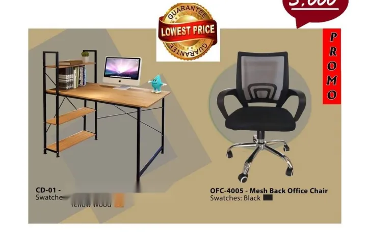 NEW PROMO BUNDLE - COMPUTER TABLE WITH OFFICE CHAIR (TILTING MECHANISM ...