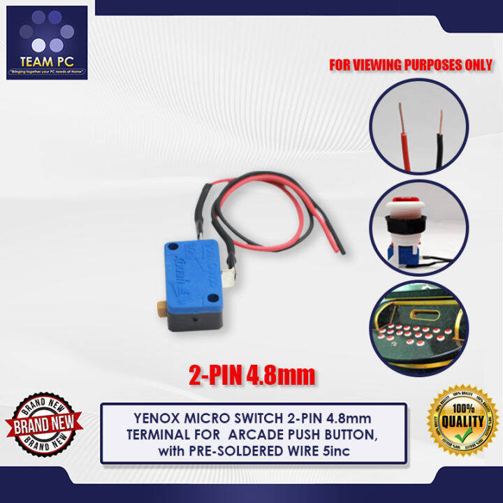 YENOX MICRO SWITCH 2-PIN 4.8mm TERMINAL FOR ARCADE PUSH BUTTON, with ...