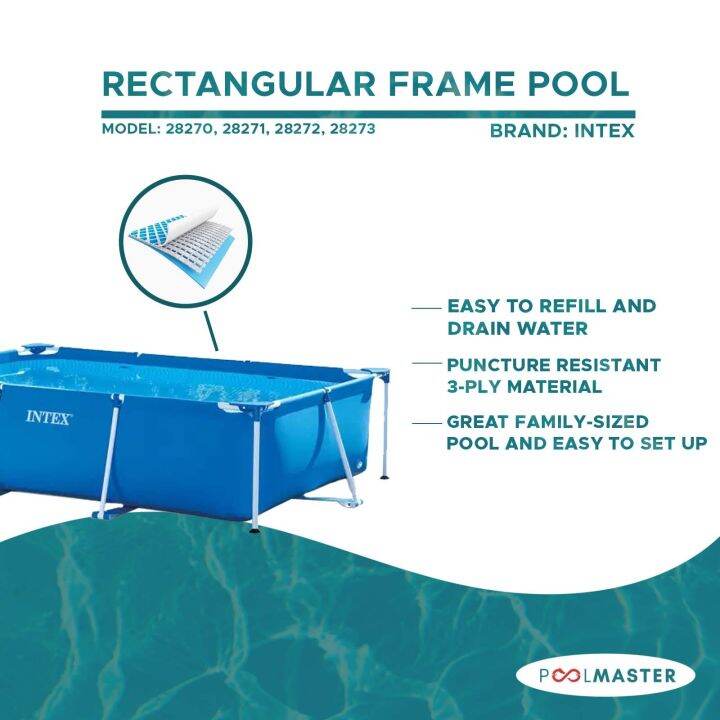 Intex 28271 Rectangular Metal Frame Above Ground Swimming Pool 2.6m x 1 ...
