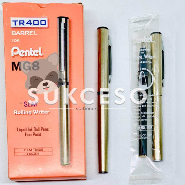 Pentel MG8 Pen Rolling Writer TR400 Barrel Slim / Pulpen Ballpoint ...