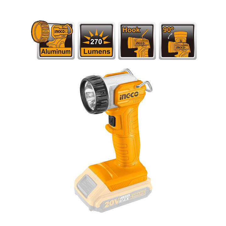 INGCO Original Powershare Li-Ion Cordless Work Lamp Flashlight 3.2W 20V ...
