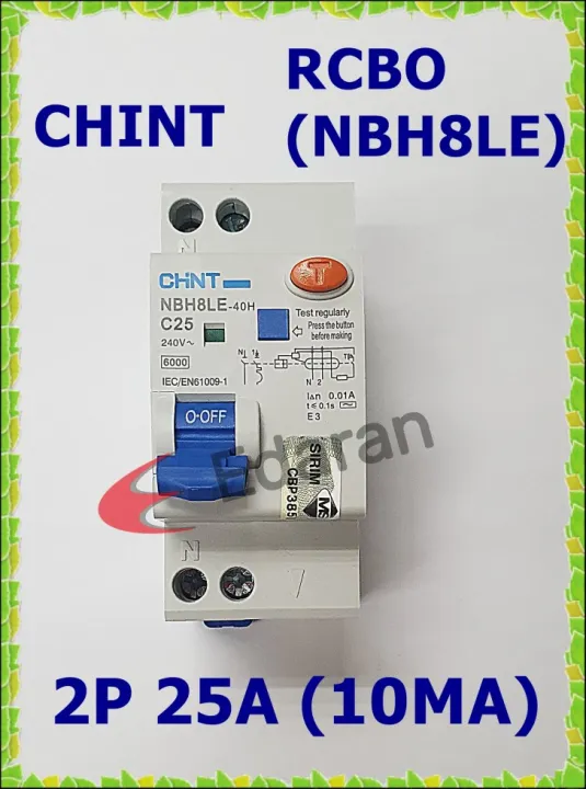 CHINT 2P 25A 10MA RCBO (NBH8LE) | Lazada