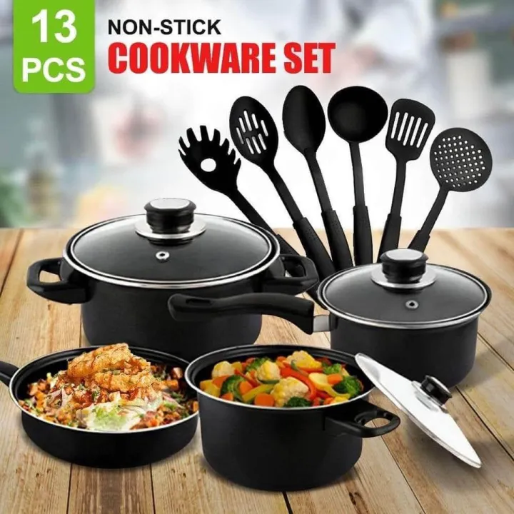 SHAGS | 13 PCS COOKWARE SET Non Stick Pan and Casserole with Kitchen ...
