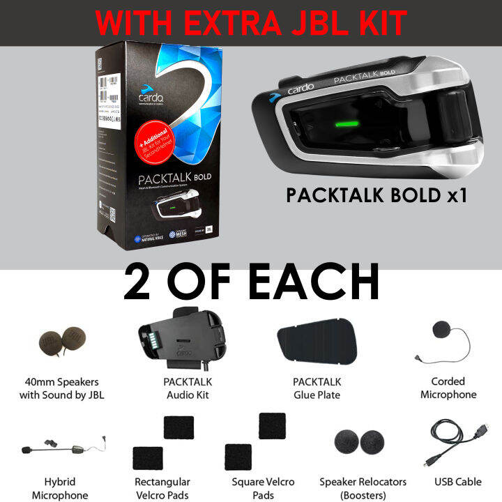 Cardo Packtalk Bold | JBL 40mm Speakers | Motorcycle Intercom ...