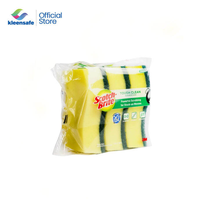 3M Scotch Brite Sponge Scrub Tough Clean Anti-bacterial - 3pcs/pack ...