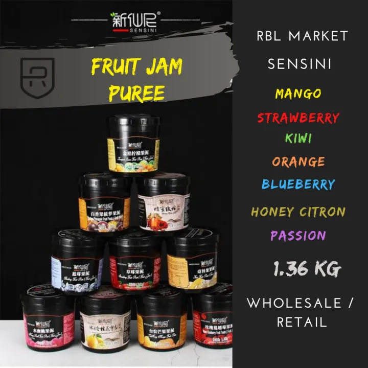 Sensini Fruit Jam Puree 1.36 KG Milk Milin Injoy syrup fructose Tea ...