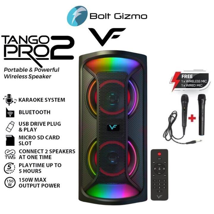 Vinnfier VF Tango Pro 2 Karaoke Potable Bluetooth Speaker 150W Max with ...