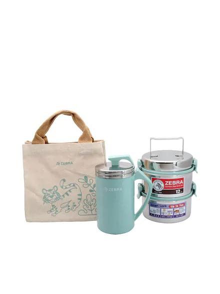 Zebra Thailand Smart II 12x2 Food Carrier & Double Wall Mug Set (Chilly ...
