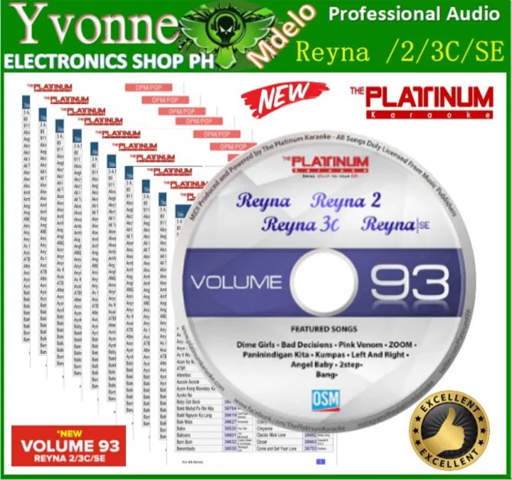 & (THE platinum) KARAOKE reyna3c cd vol 93 (Platinum) Reyna 1/2/3c/SE songlist +cd vol 93 new ...