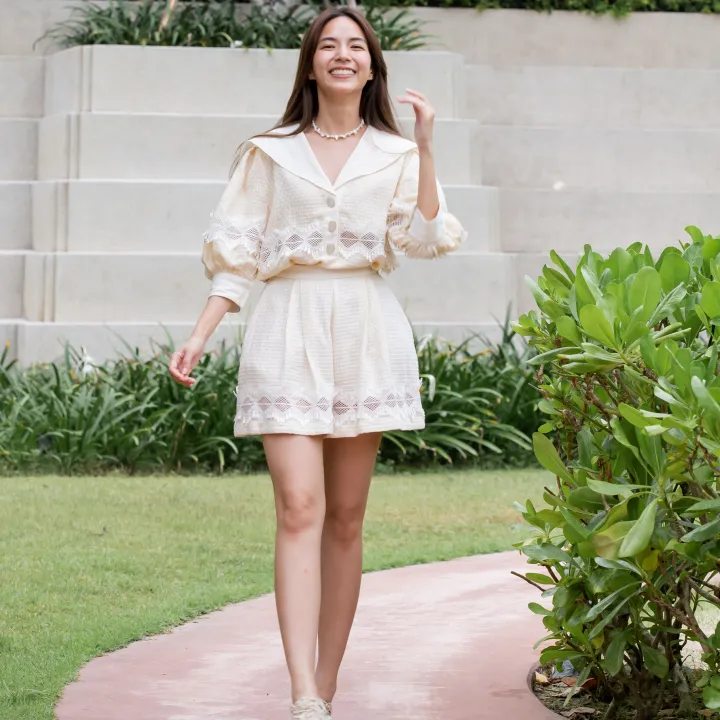 [SS22] JANESUDA shorts กางเกงขาสั้น กางเกงขาสั้นแต่งลูกไม้ | Lazada.co.th