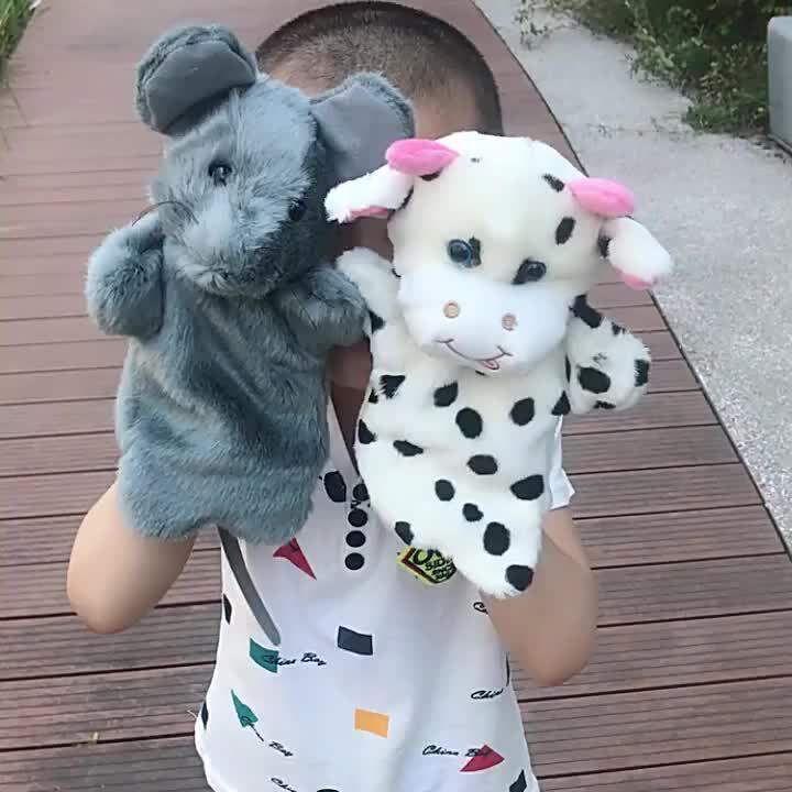 (ร้อน) การ์ตูนตุ๊กตาช้างแพนด้าแมวหุ่นมือตุ๊กตาการเรียนรู้ของเล่นเพื่อ ...