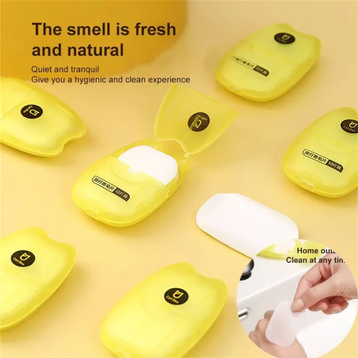 FreeHome 50pcs Disposable Boxed Paper Soap Travel Portable Hand Washing ...