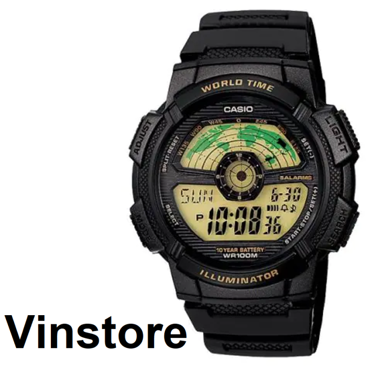 [Vinstore] Casio AE-1100 World Time Black Resin Digital Quartz Men Watch AE-1100W-1BVSDF AE ...