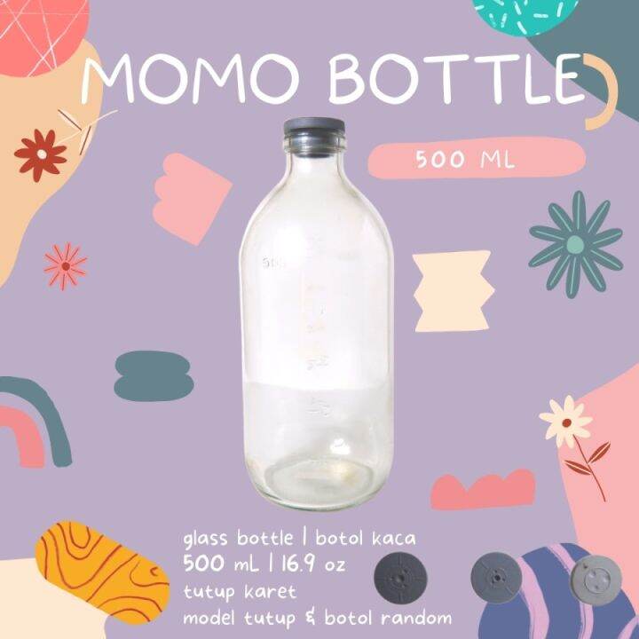 MOMO Glass Bottle 500 mL | Botol Kopi Kaca | Botol Juice Beling ...