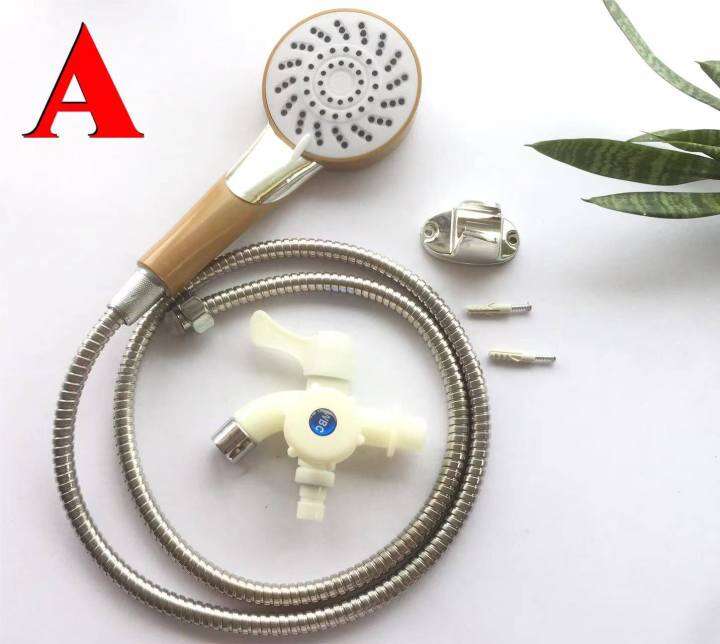 Shower Set hose 1.2meter Lenght and Two-way Tap Faucet Plastic White ...