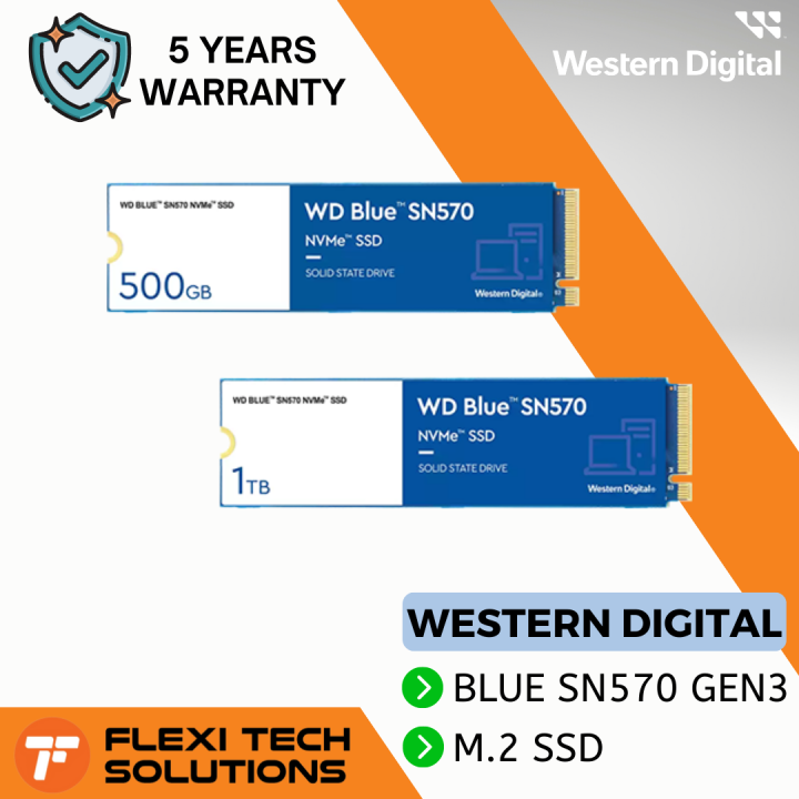 Flexi Tech WD SSD BLUE SN570 NVME M.2 PCIE GEN3 1TB / 500GB Western Digital Solid State Drive ...