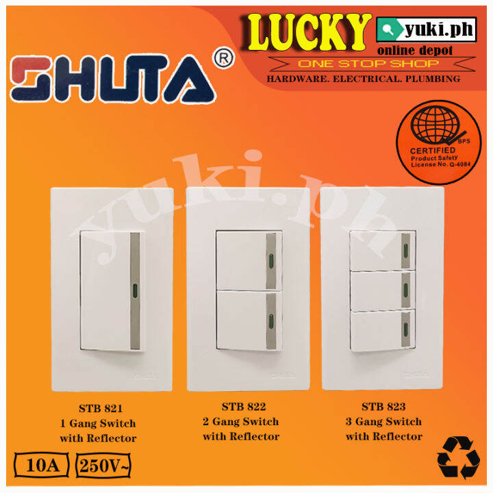 SHUTA WIDE SERIES SWITCH W/ REFLECTORIZE (1GANG/2GANG/3GANG) SOLD PER ...