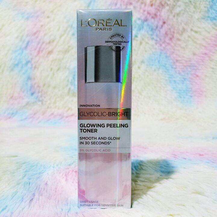 แท้ ฉลากไทย 128ml LOreal Paris Glycolic-Bright Glowing Peeling Toner ลอรีอัล ปารีส ไกลโคลิค ไบรท ...