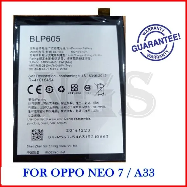 OEM Replacement OPPO A33/NEO 7 2500mAh Battery BLP605 BLP 605 | Lazada PH