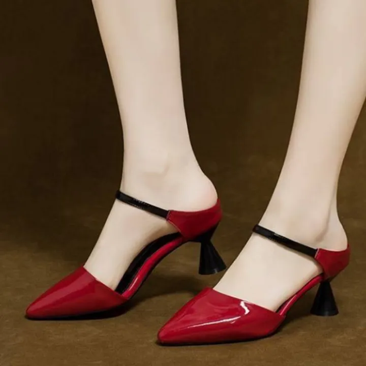 Women Fashion Sweet Red Comfortable Spring Slip on Square Heel Pumps ...