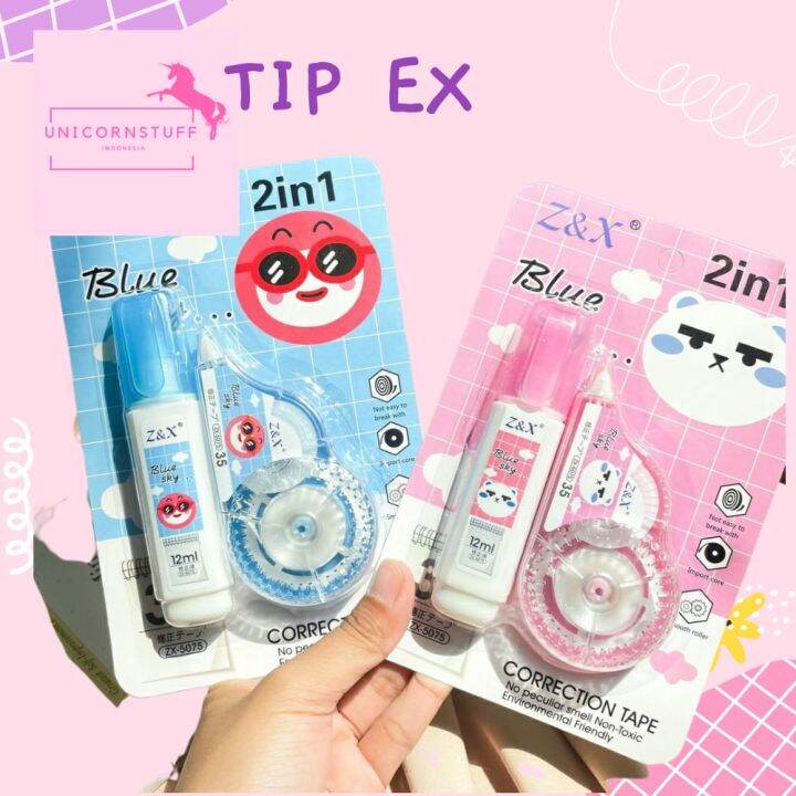 2IN1 Tip Ex Lucu Tipex Stipo Correction Tape Kertas X Sekolah Cewek ...