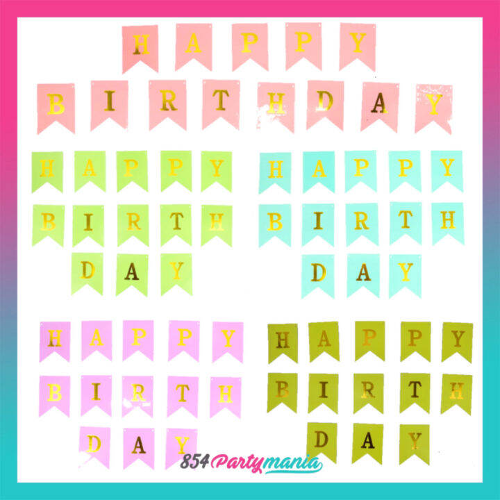 Happy Birthday Banner Pastel Color For Parties And Events Birthday ...