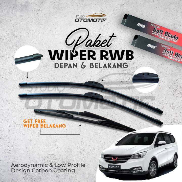 BUNDLING RWB SOFT WIPER WULING CORTEZ DEPAN BELAKANG FRAMELESS 3 PCS ...